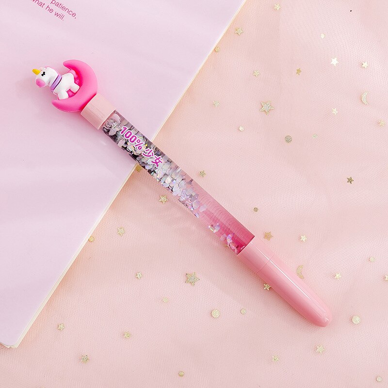 Kawaii Moon Unicorn Liquid Quicksand Gel Pen Neutr... – Grandado