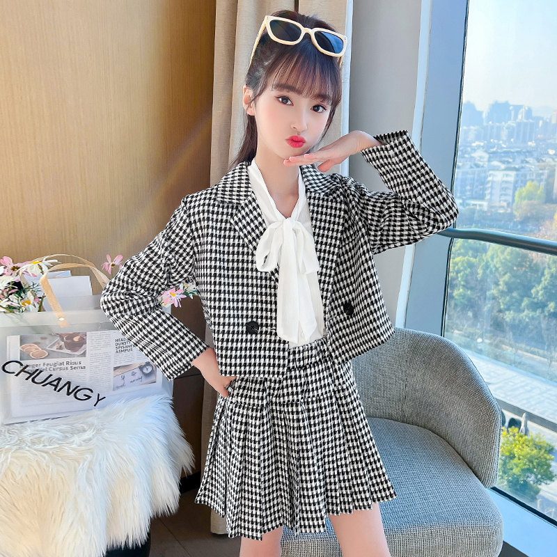 Plaid Luxury Brand Girls Blazer Suits Spring Autum... – Vicedeal