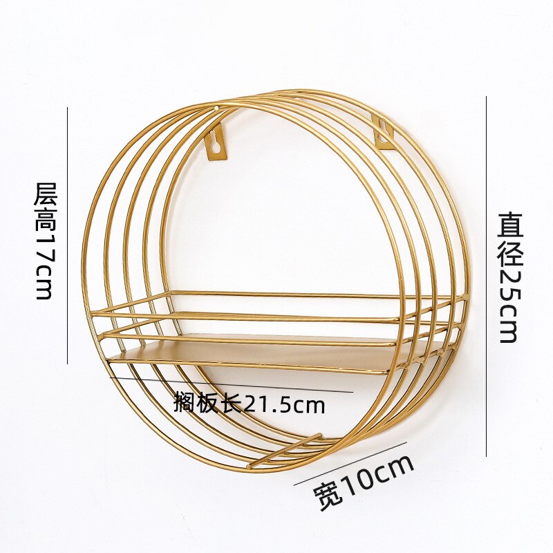 Round Gold Iron Storage Racks Wall Mounted Home De... – Grandado