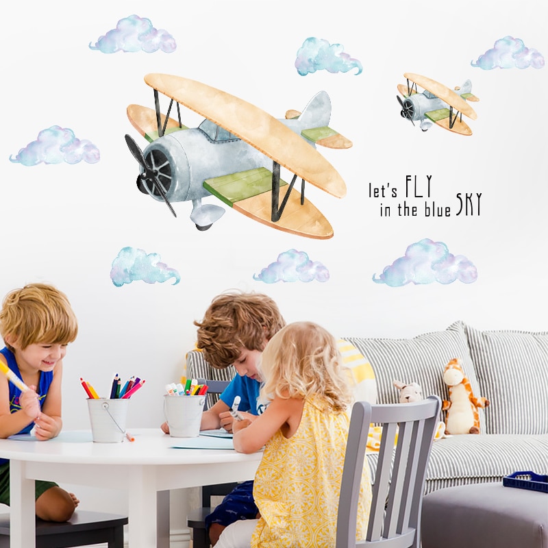 Removable Cartoon Plane Wall Stickers for Kids roo... – Vicedeal