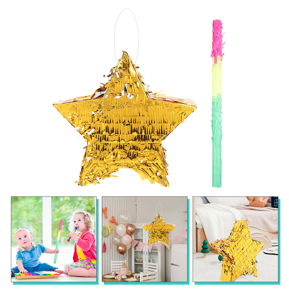 Fiesta Golden Star Shaped Pinata Traditional Mexic... – Vicedeal