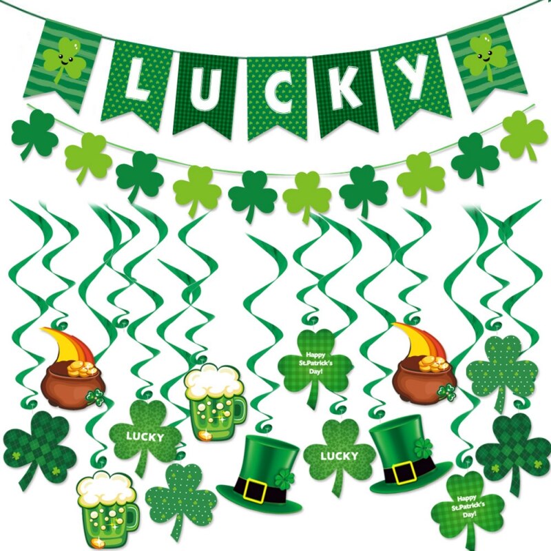 St Patricks Day Decorations Green Party Banner Sup... – Grandado
