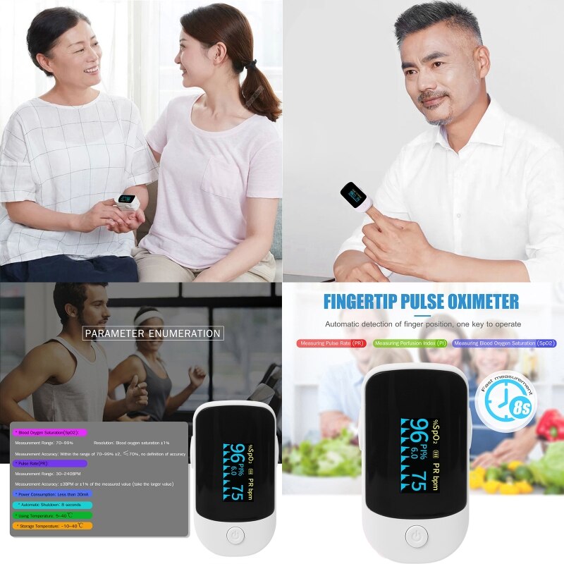 Portable Digital Fingertip Pulse Oximeter SPO2 OLE... – Grandado