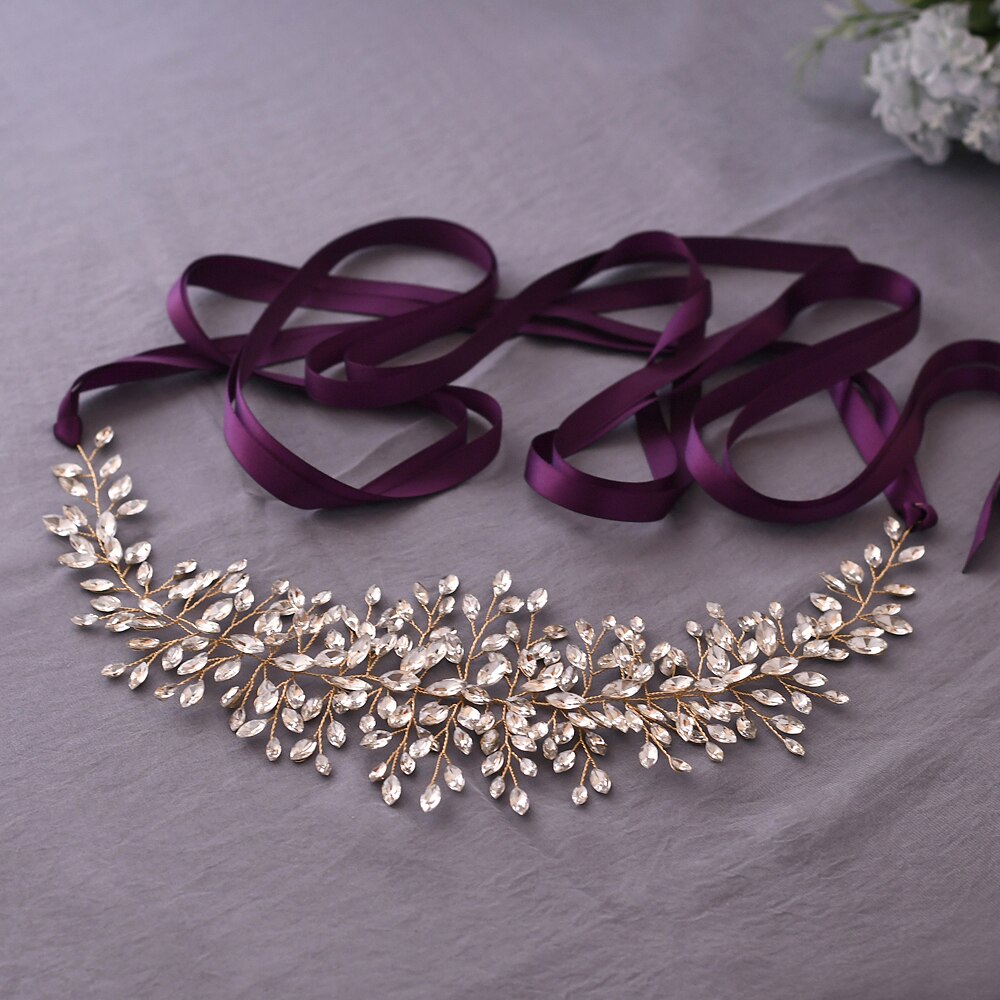 TRiXY SH237-G Luxury Golden Rhinestone Belt Weddin... – Vicedeal