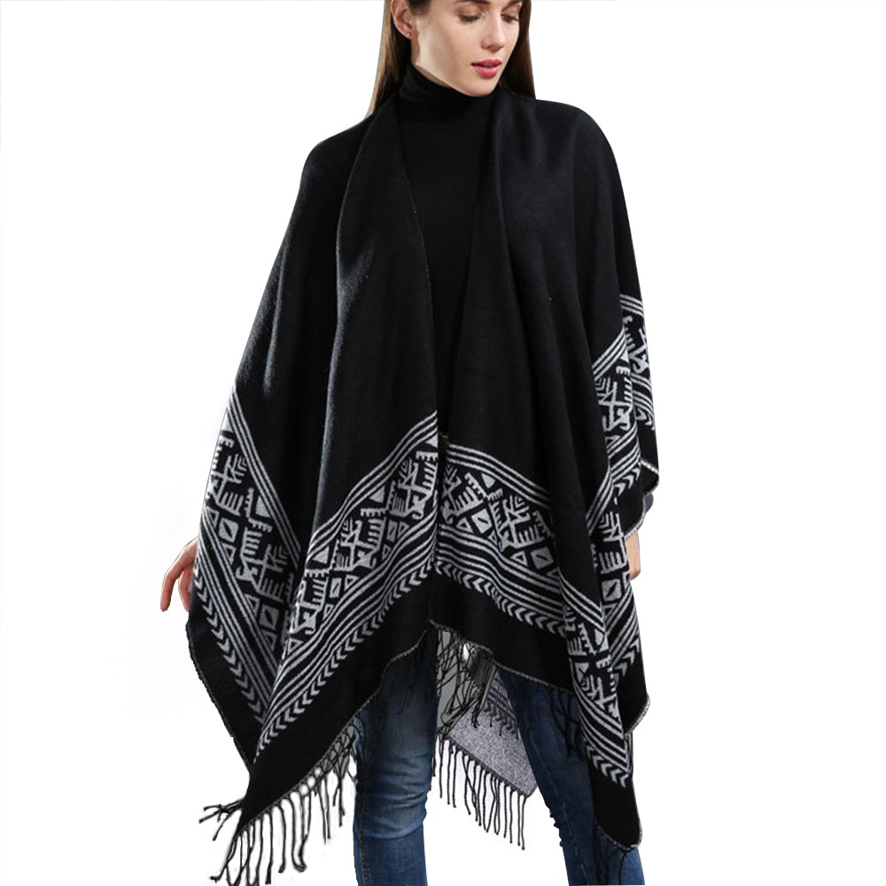 Autumn and winter split cloak shawl acrylic fiber ... – Grandado