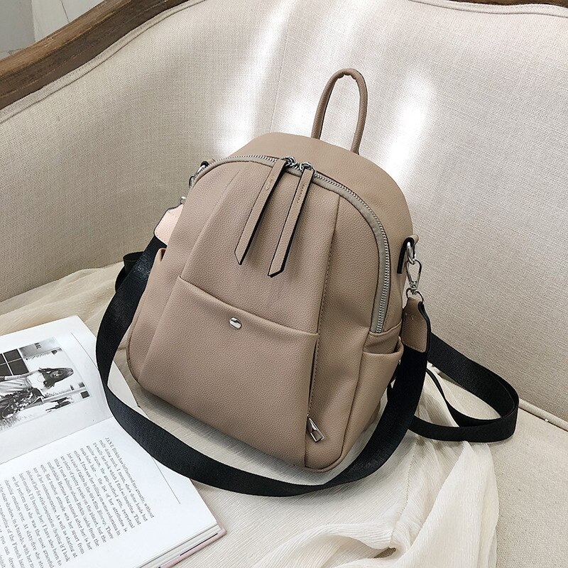 Women White Leather Backpack Female Shoulder Bag w... – Grandado