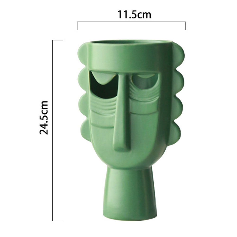 Ceramic Sculpture Human Face Vase Flower Pot Vases... – Grandado