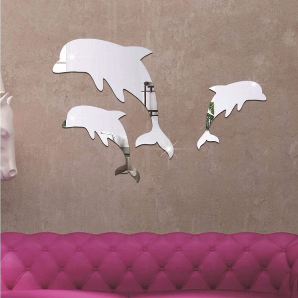 3D Mirror Wall Dolphin Sticker DIY Aesthetic Room ... – Vicedeal