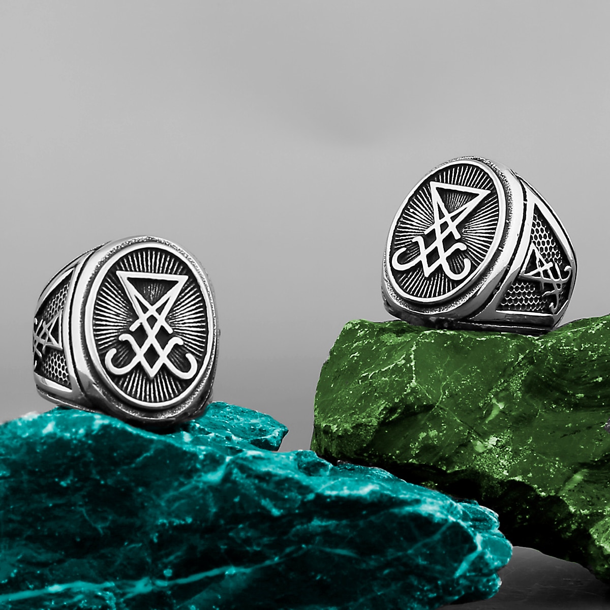 Vintage Lucifer Satan Signet Ring Men's Ring G... – Grandado