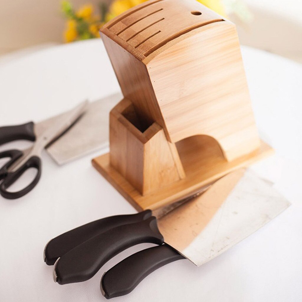 Six Slot Wood Holder Block Scissor Slot Storage Ra... – Grandado