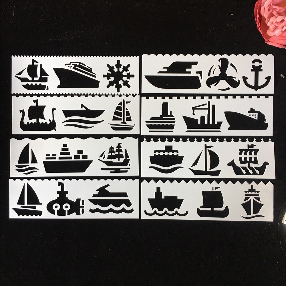 8Pcs/Set 18cm Boat Ship DIY Layering Stencils Pain... – Vicedeal