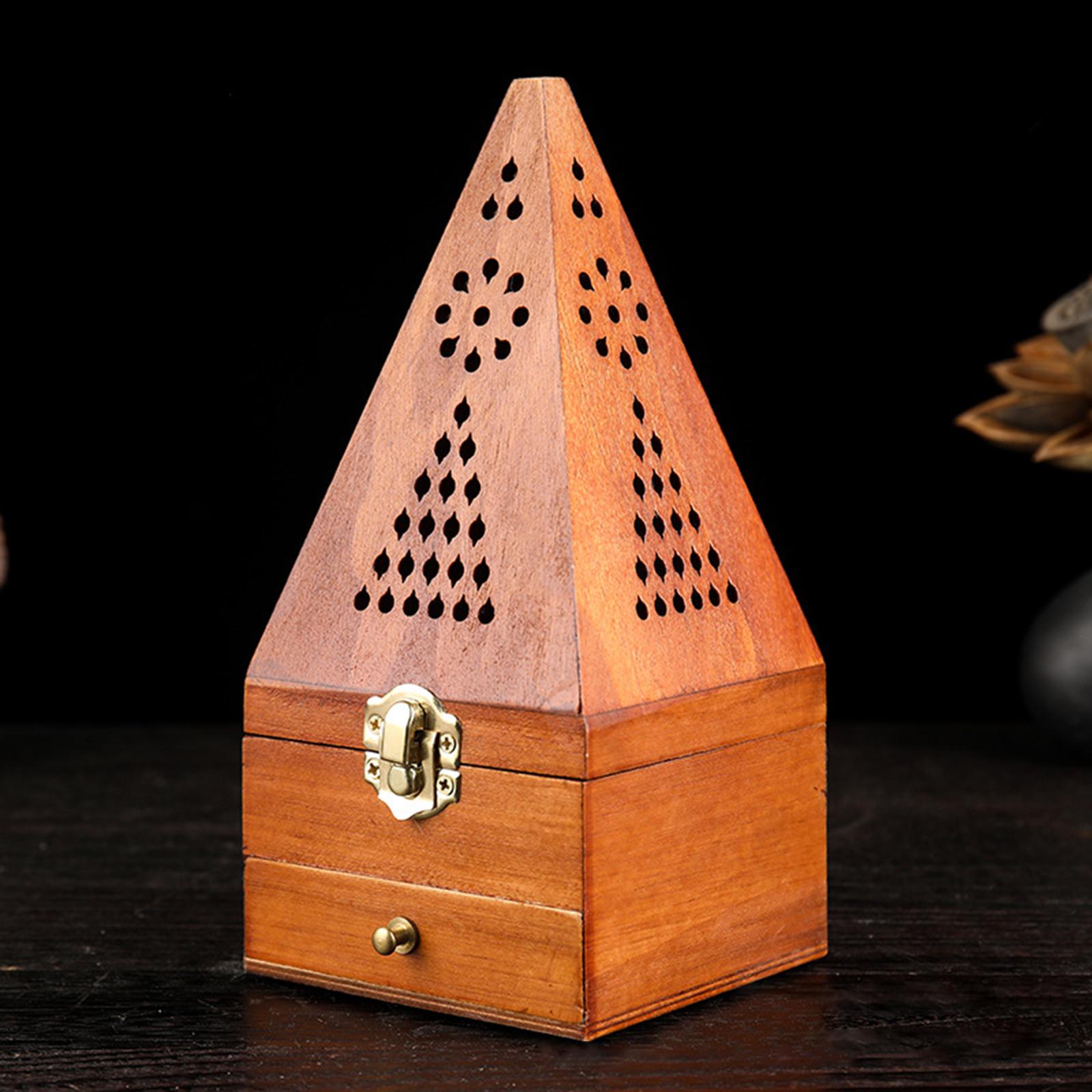 Wooden Censer Pyramid Decor Wood Incense Burner Bo... – Grandado