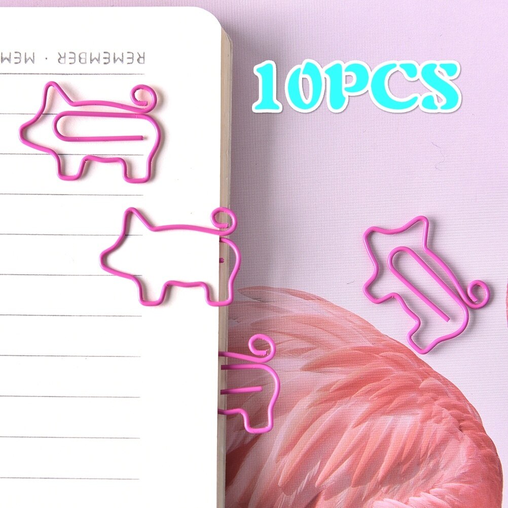 10Pcs Varken Dier Roze Bookmark Paperclip School O... – Grandado