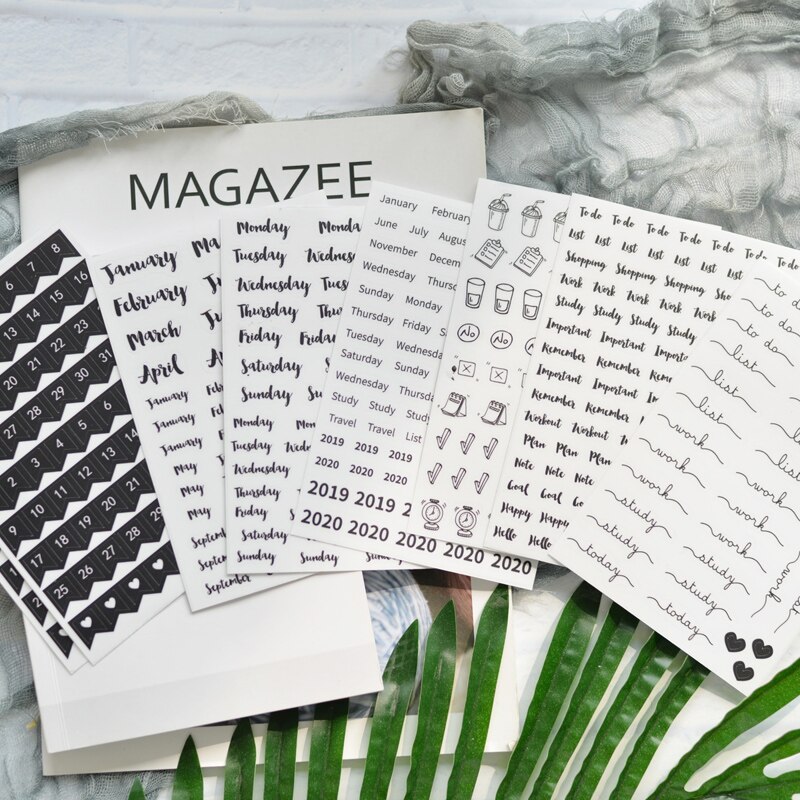 8 Stuks Zwart Schema Stickers Kalender Week Plan D... – Vicedeal