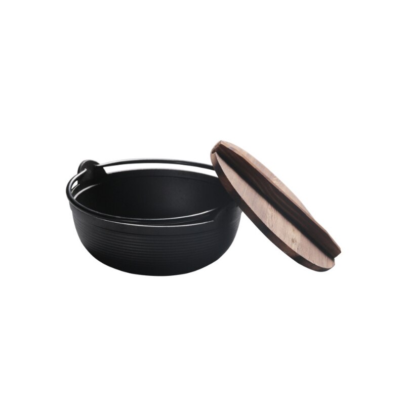 25cm Cast Iron Stew Pot with Wood Cover Soup Pot J... – Grandado