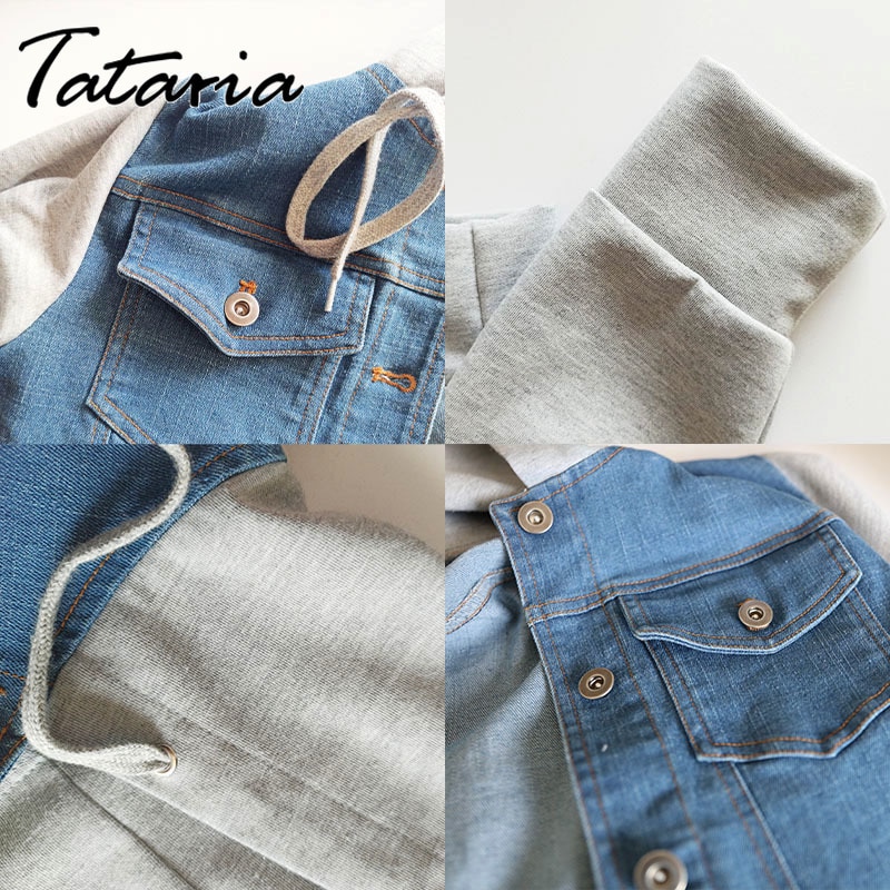 Women Denim Jacket Spring2021 Patchwork Streetwear... – Grandado
