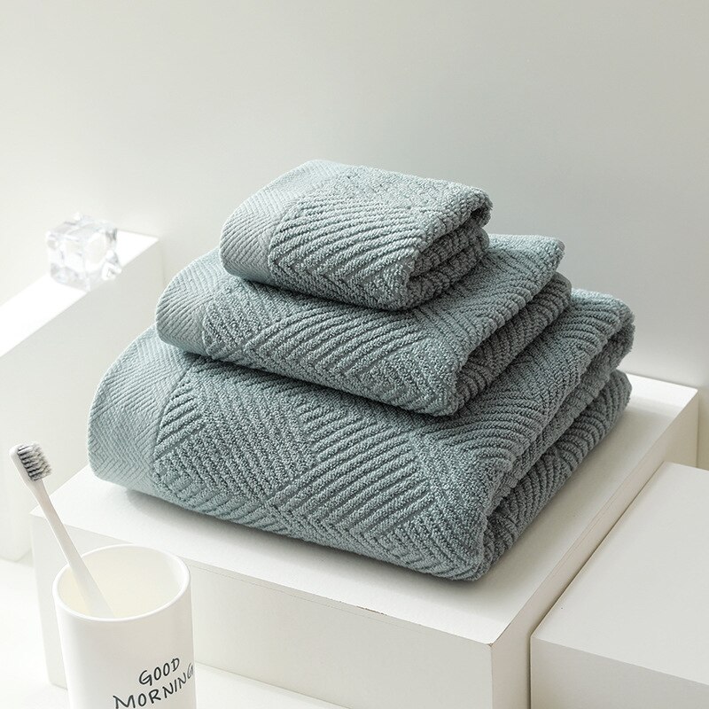 Plain Katoen Badhanddoek Set,1 Grote Badhanddoeken... – Vicedeal