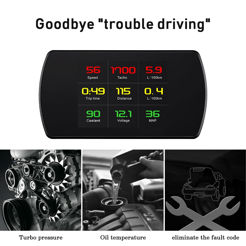 HUD OBD2 Car On-board Computer Auto Head Up Displa... – Grandado