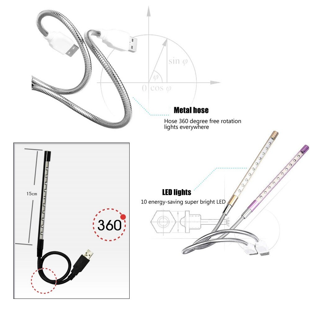 Usb Lamp Usb Bureaulampen 10 Led 360 Graden Dc 5V ... – Grandado