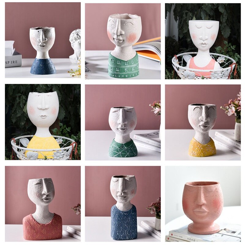 Portrait Sculpture Flower Pot Balcony Garden Decor... – Vicedeal