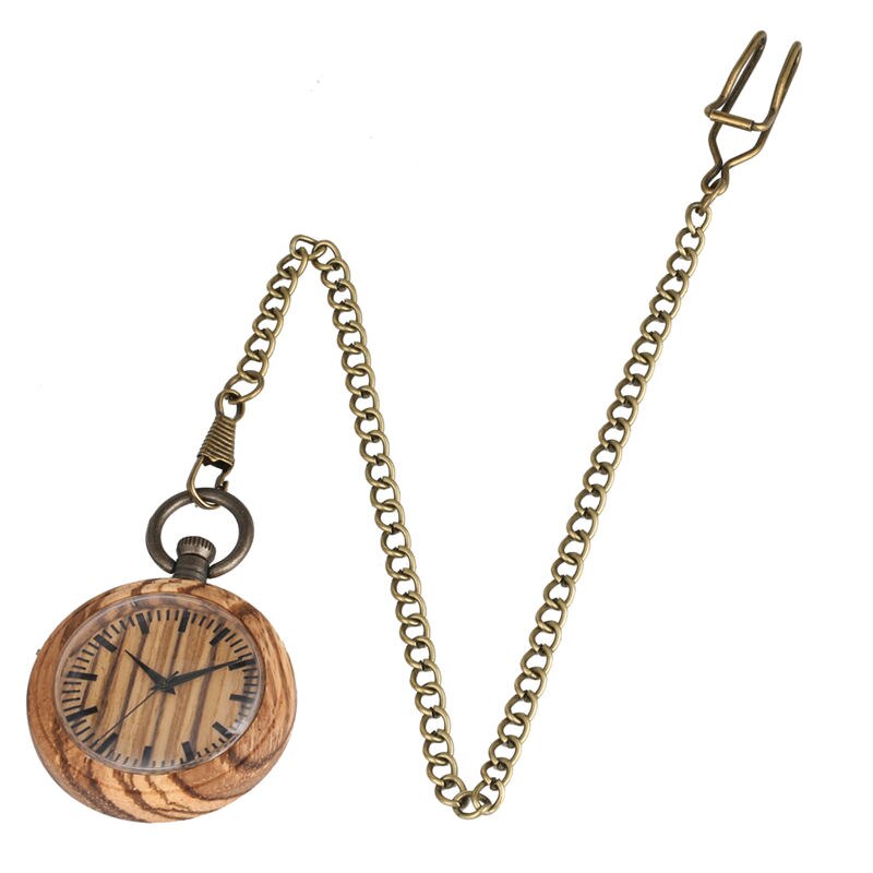 Charming Brown Wooden Pocket Watch Men Clear Wood ... – Grandado