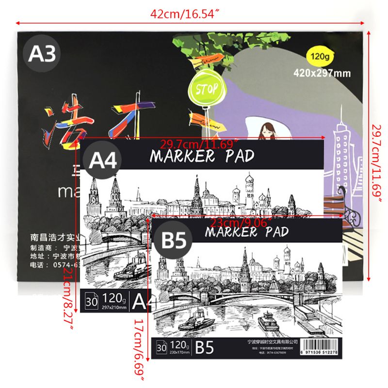 A3/A4/B5 Drawing Paper Pad Notebook Sketch Book fo... – Grandado
