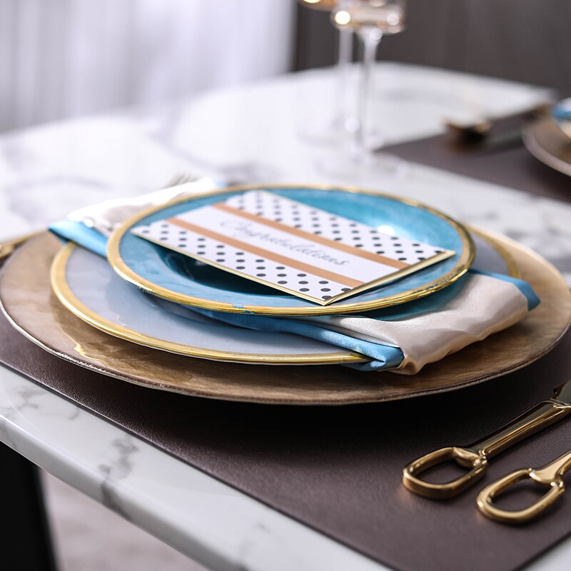 Luxury Lake Blue Glass Dinner Plate Modern Phnom P... – Grandado