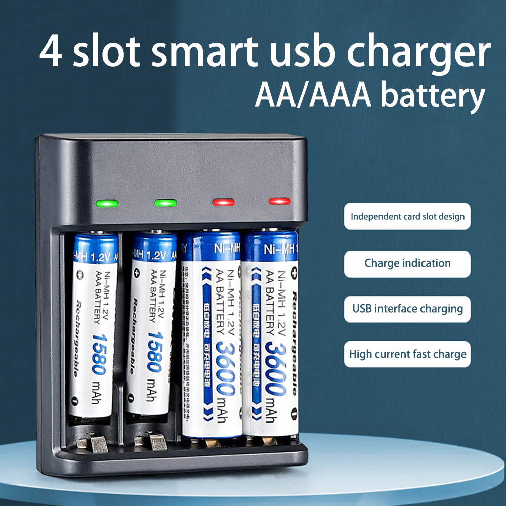 USB Battery Charger 4-Slot Fast Intelligent Batter... – Grandado