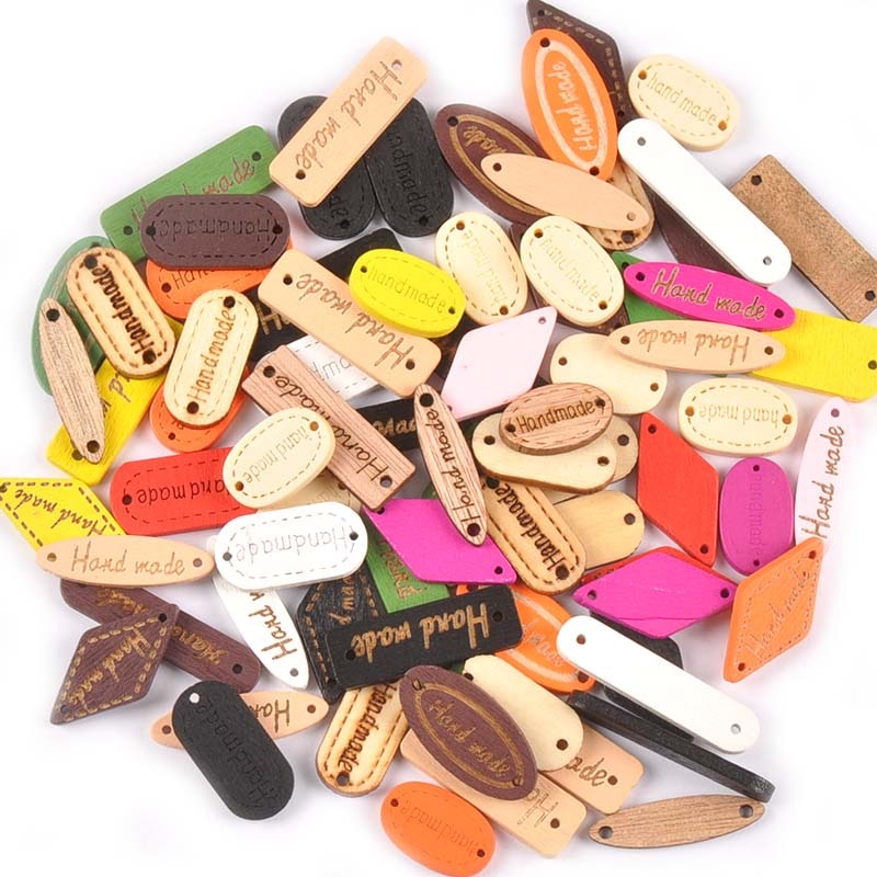 50Pcs Mixed "Hand Made" Tags Wood Buttons For Sewi... – Grandado