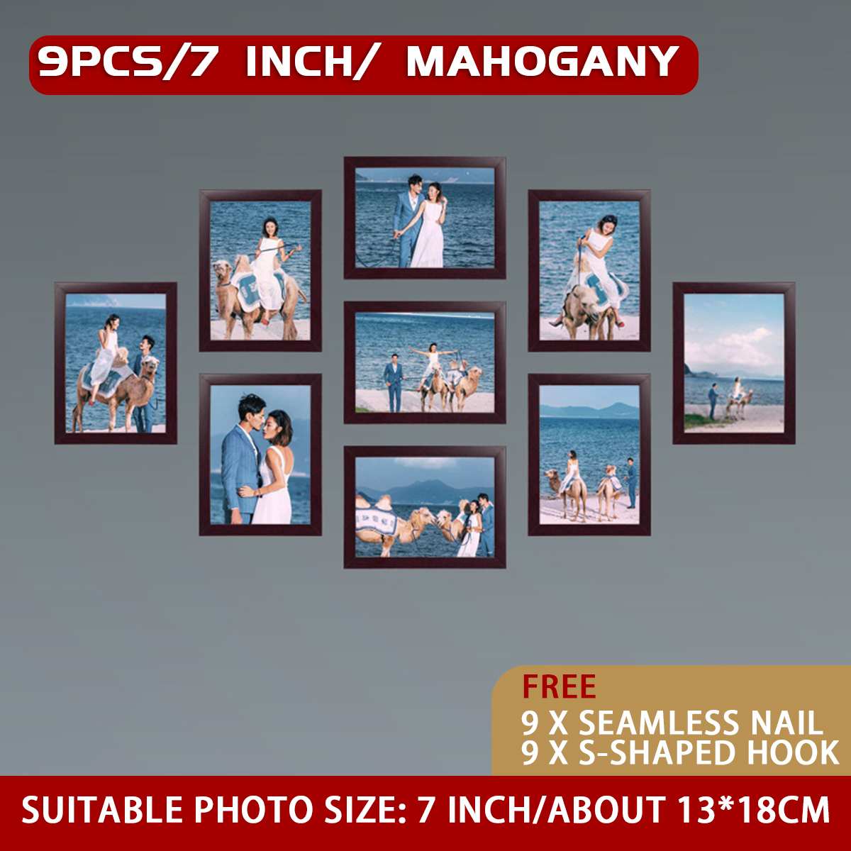 9pcs Picture Photo Frame Set DIY Removable Wall Mu... – Grandado