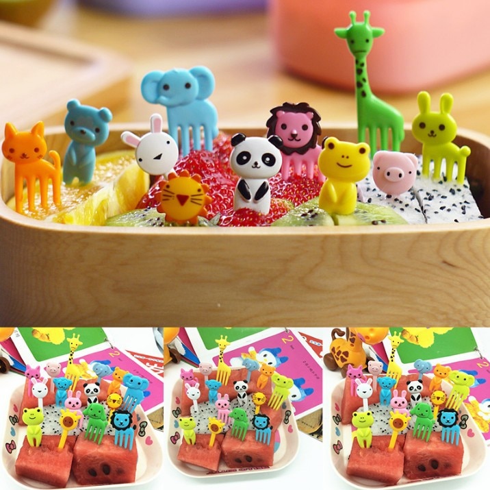 10pcs Animals Farm Fruit Fork Mini Cartoon Childre... – Grandado
