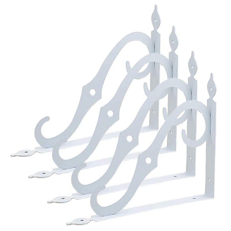 4-Pack Plank Beugels, Wandmontage Zware Witte Beug... – Grandado