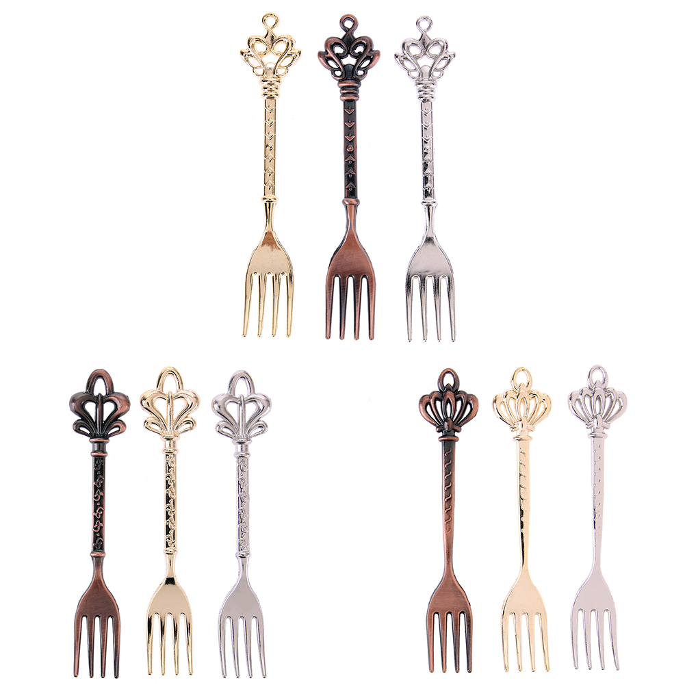 3pcs Vintage Spoons Fork Mini Royal Style Metal Go... – Grandado