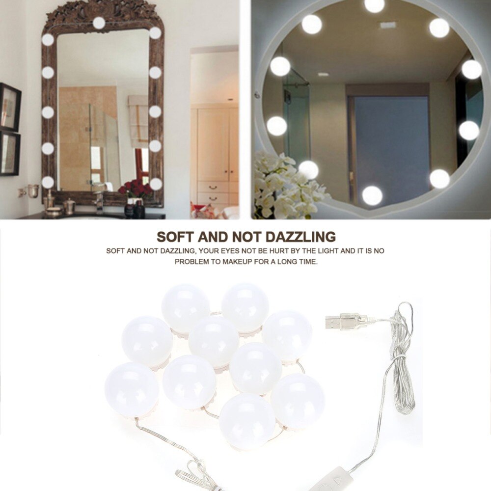 10 Bulbs Vanity LED Makeup Mirror Lights Dimmable ... – Grandado