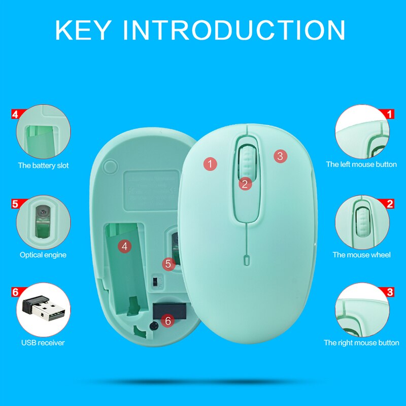 USB Wireless Mouse Solid Color Ergonomic Optical M... – Vicedeal