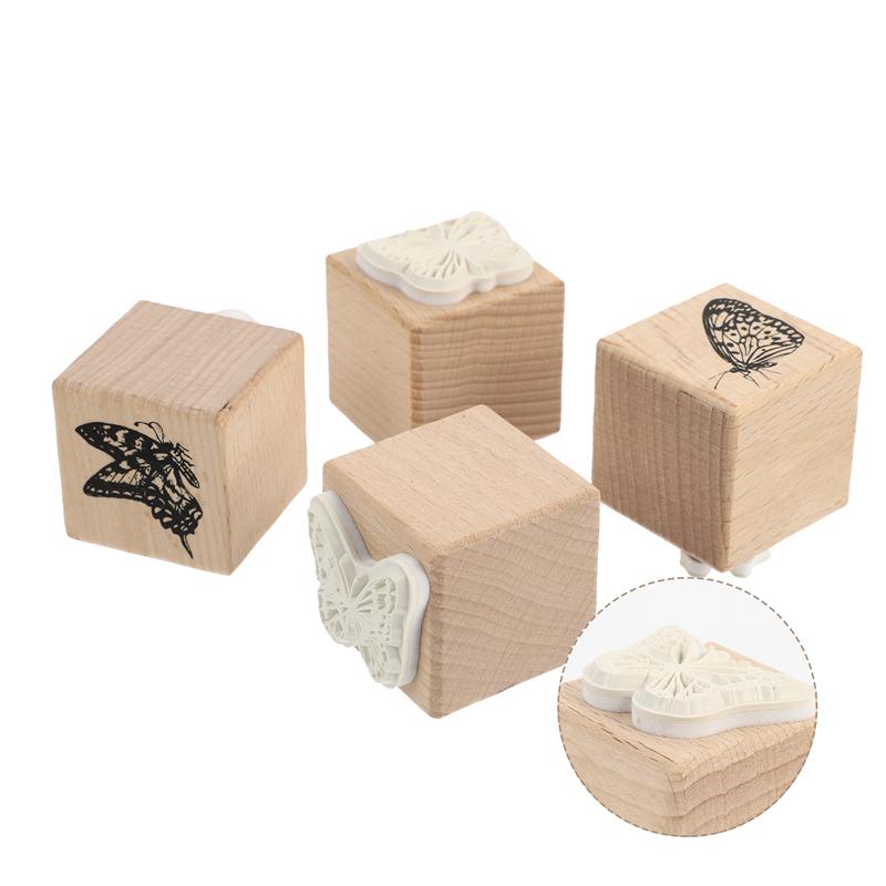 4 Stuks Houten Rubber Stempel Multi-Soorten Vlinde... – Vicedeal