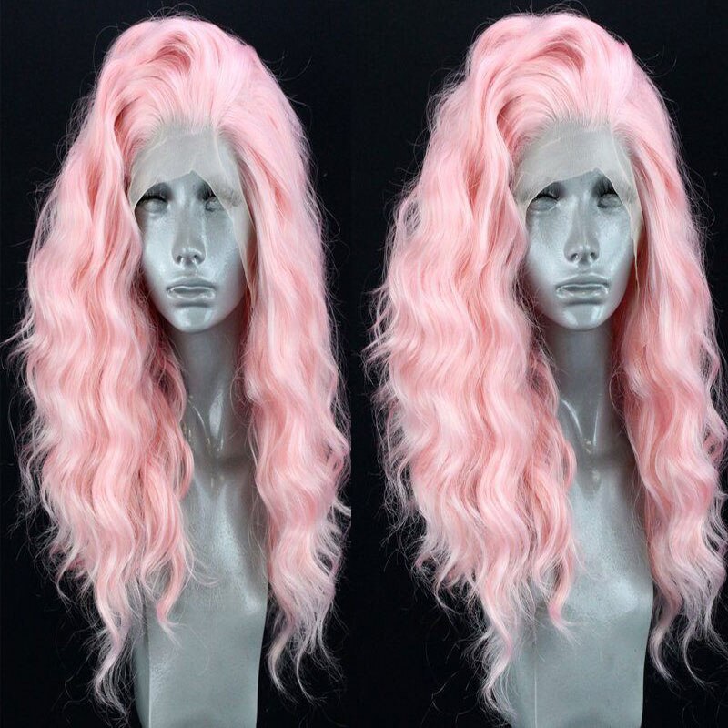 Bomshell Pink Short Water Wave Synthetic 13*3 Lace... – Vicedeal