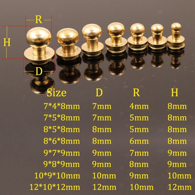 10pcs Solid brass sam brown browne button screw ba... – Grandado
