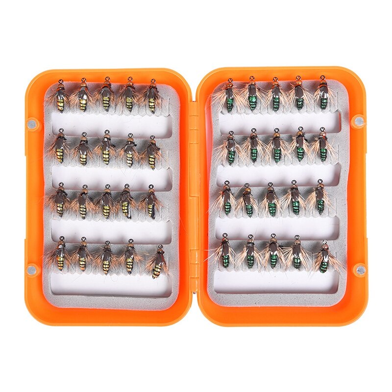 40Pcs Fly Fishing Lure Hooks and Box Bee Insects S... – Grandado