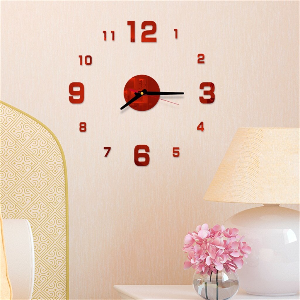 25#3d Diy Roman Numbers Wall Clocks Acrylic Mirror... – Vicedeal