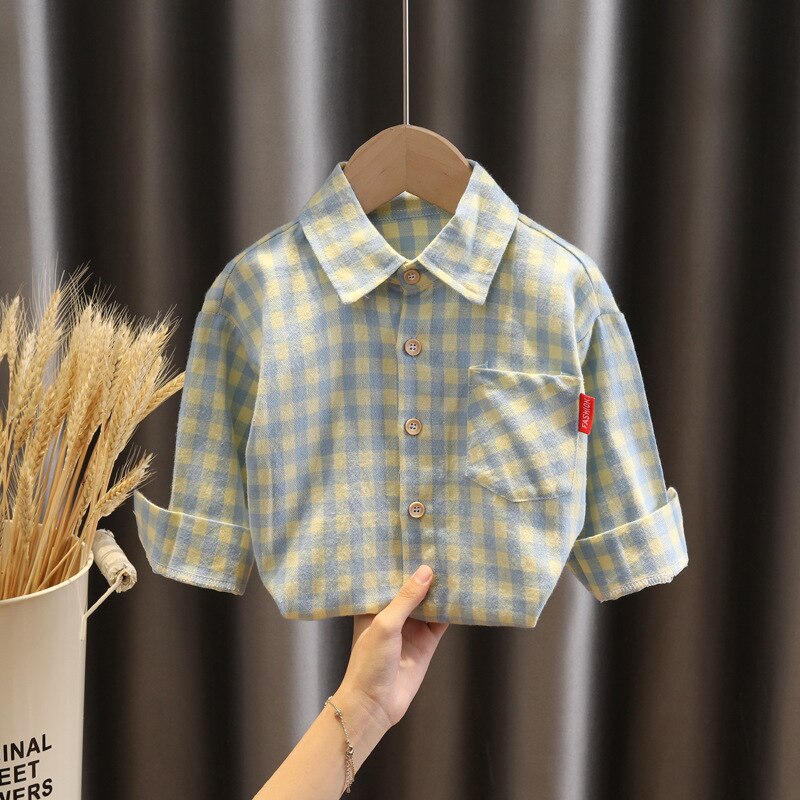 Children's Plaid Long-Sleeved Shirt Autumn Lap... – Vicedeal
