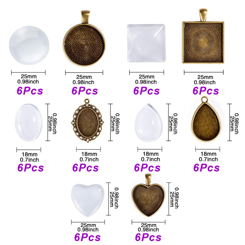 Pendant Trays Kit Gem Pendant Base Glass Cabochon ... – Grandado