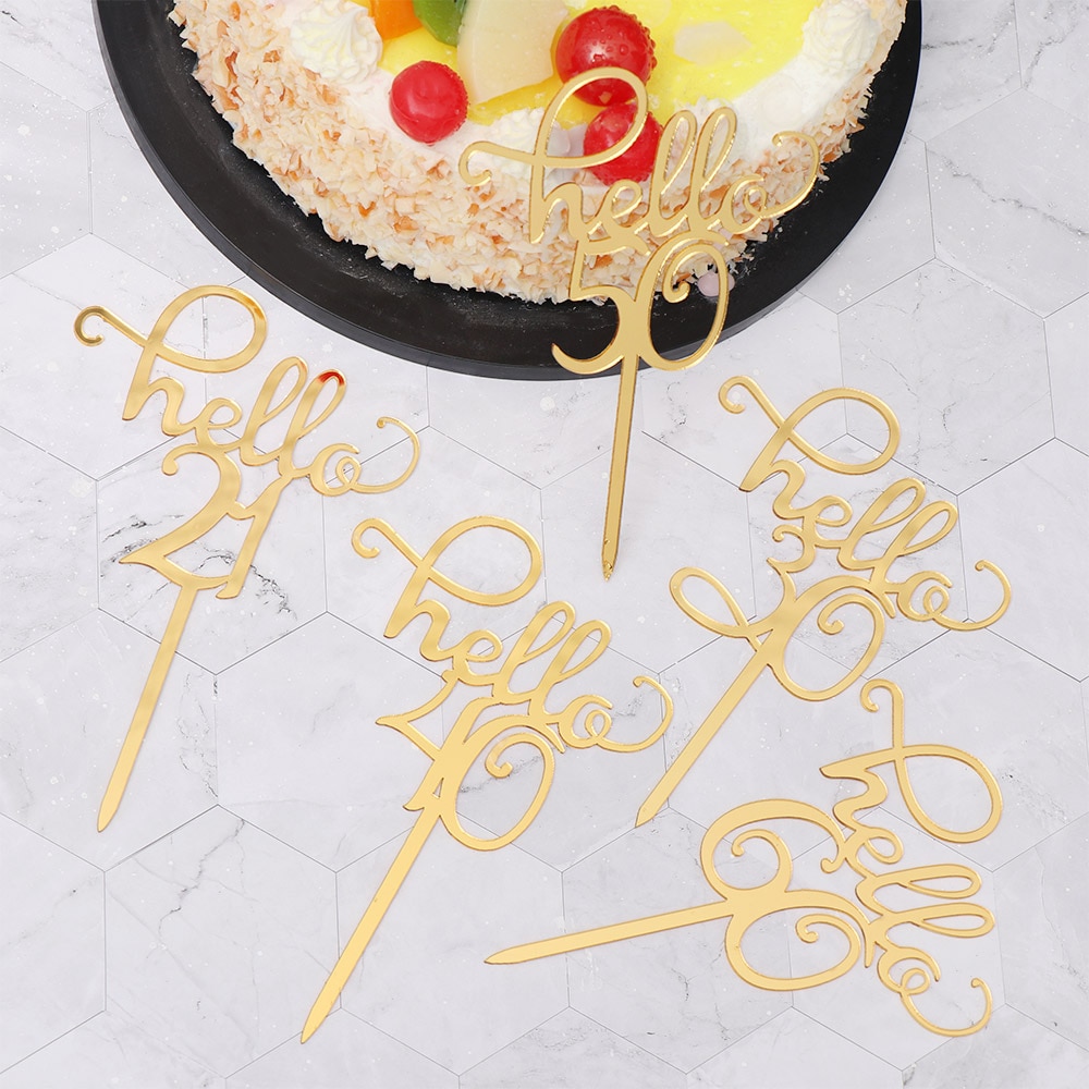 1Pcs Lovely Gold Acrylic Cake Topper Letter Number... – Grandado