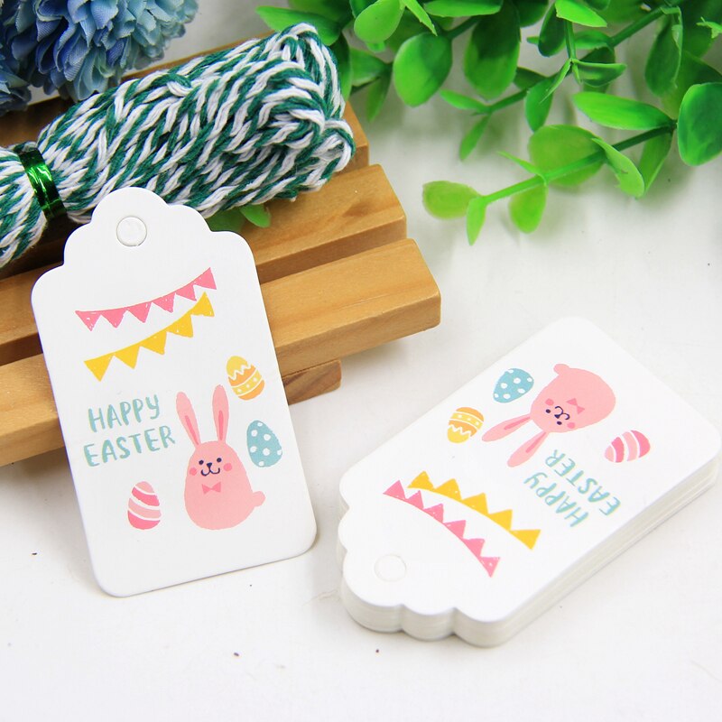 50PCS Easter Kraft Paper Tags With Rope Bunny Labe... – Grandado