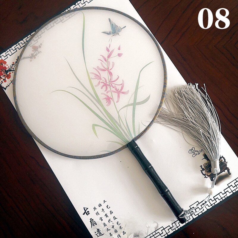 Hanfu Circular Fans Vintage Tassel Long Handle Anc... – Grandado