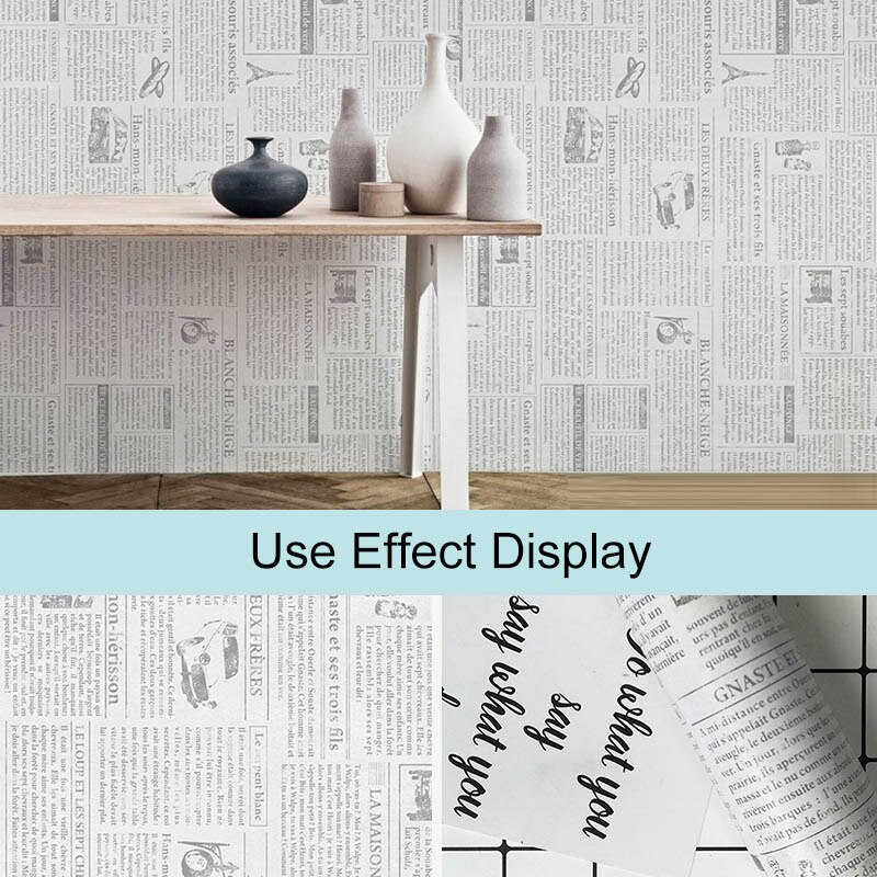 DIY self-adhesive wallpaper Vintage newspaper patt... – Vicedeal