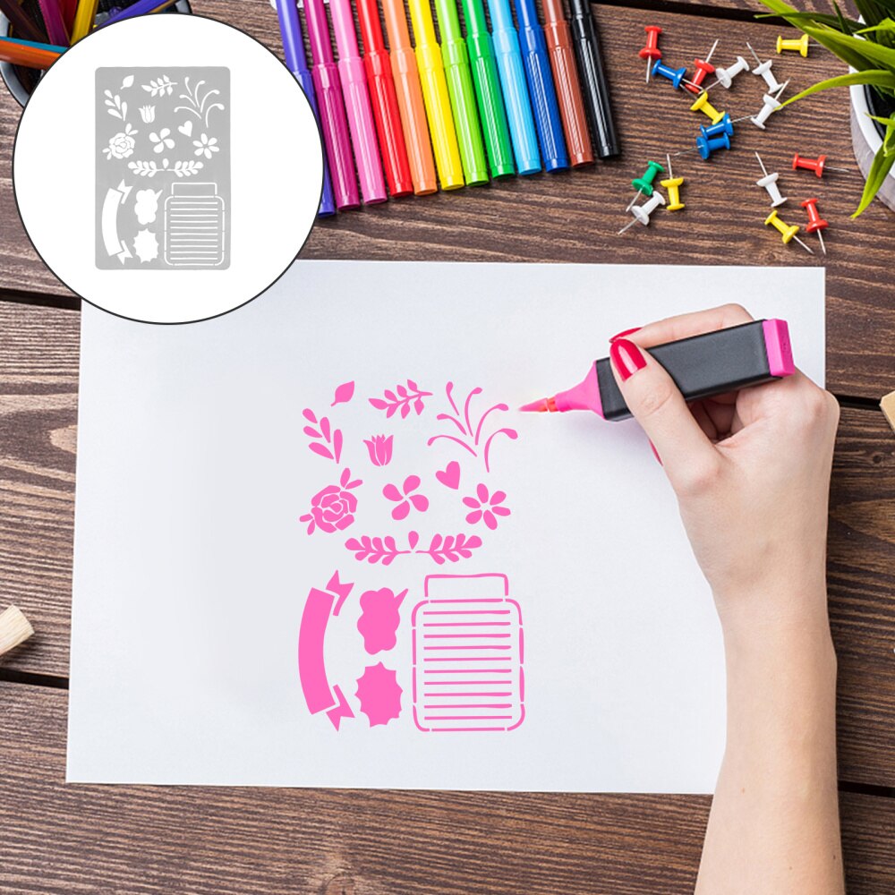 1 Set/16pcs Journal Stencils Painting Templates Dr... – Vicedeal