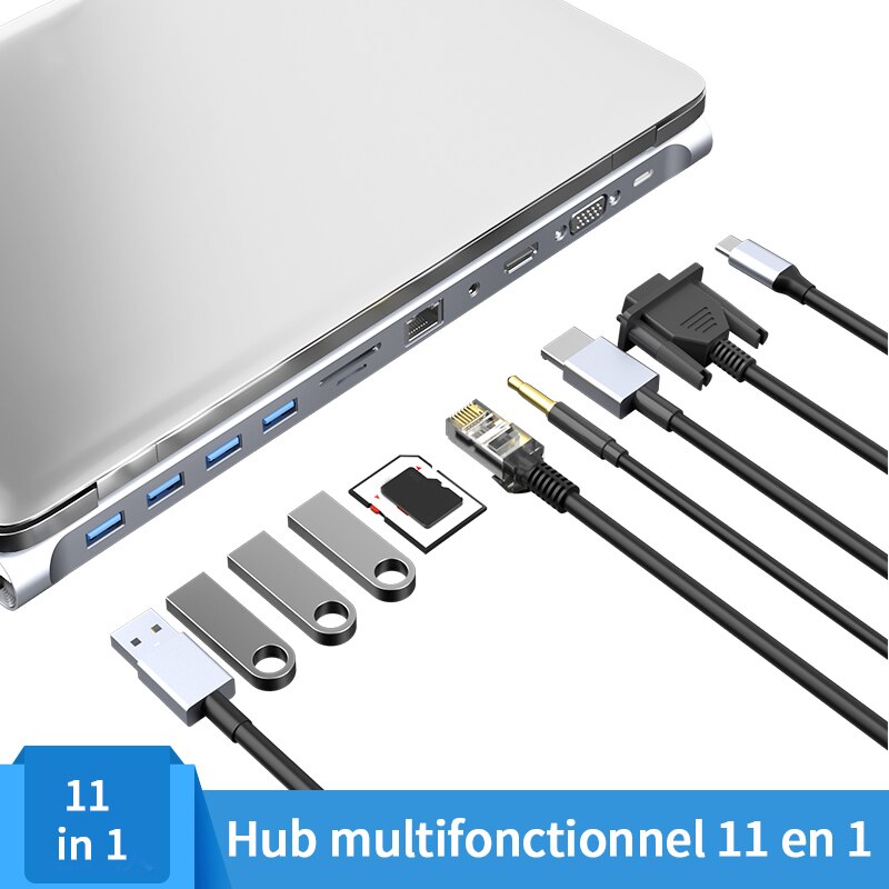 Concentrador de puertos USB 3,0 11 en 1, adaptador... – Grandado