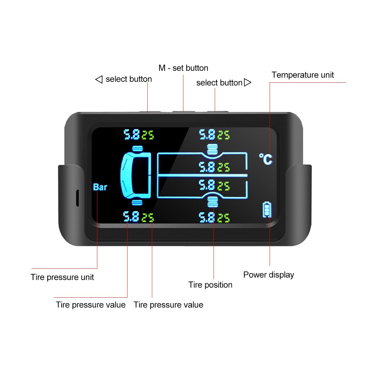 Solar Smart Car Tpms Tire Pressure Monitoring Syst Grandado