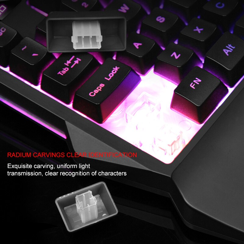 LED Backlit One-Hand Mechanical Gaming Keyboard Un... – Grandado